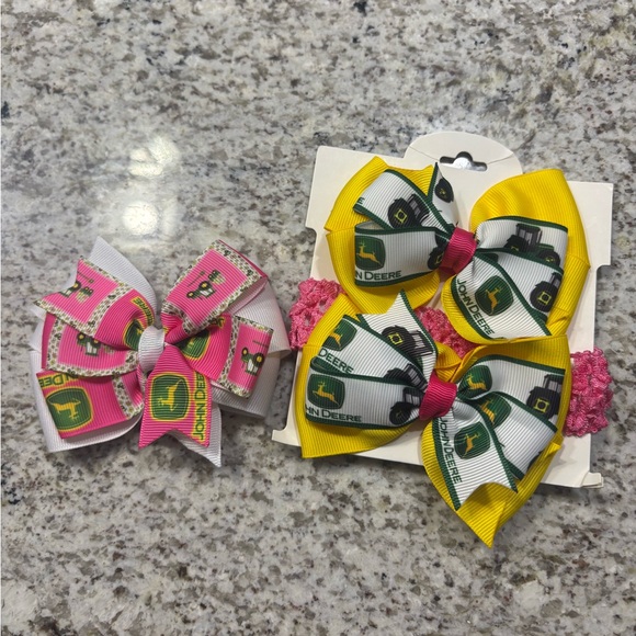 John Deere | Accessories | John Deere Kids Hair Bow Trio Pink Yellow ...